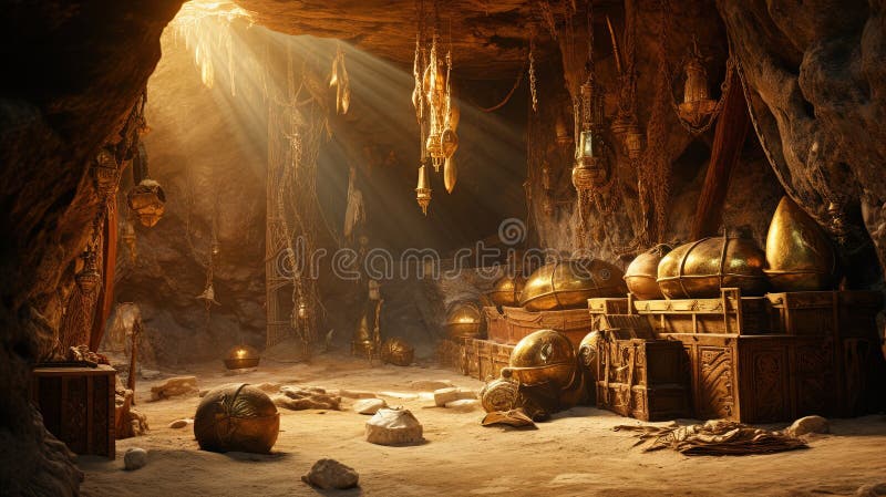 Gilded Secrets of the Pirates Lair Stock Illustration - Illustration of ...