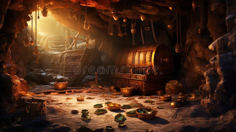 Gilded Secrets of the Pirates Lair Stock Illustration - Illustration of ...