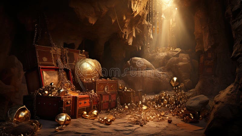 Gilded Secrets of the Pirates Lair Stock Illustration - Illustration of ...