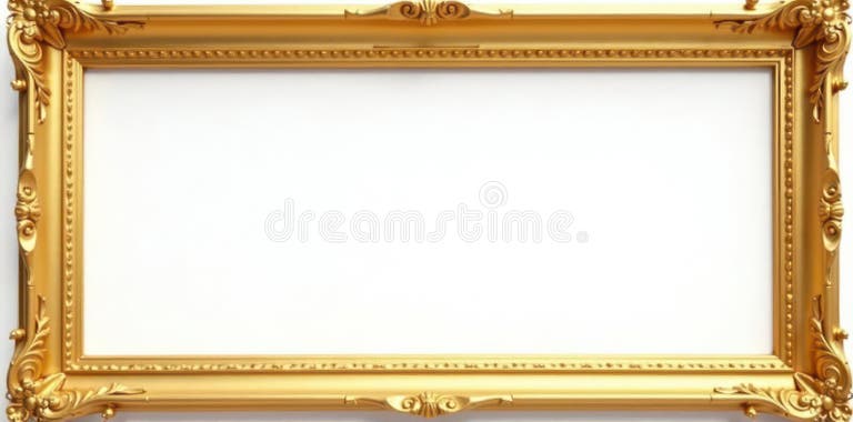 Gilded Square Frame, Pristine White Background, Simple Frame, Shiny ...