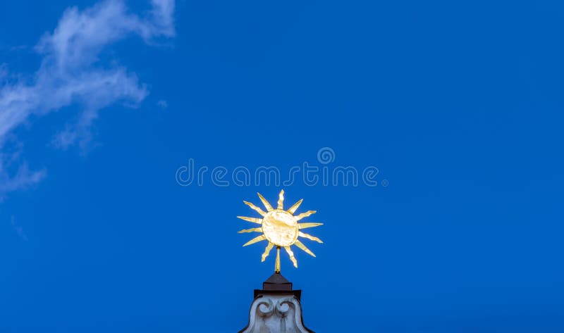 Gilded Sun Symbol on the Turret Stock Image - Image of culture, house ...