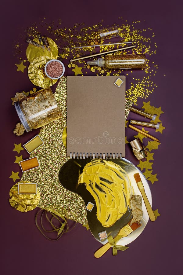 Gilding Accessories in Golden Color. Gilded Elements in Art Objects and ...