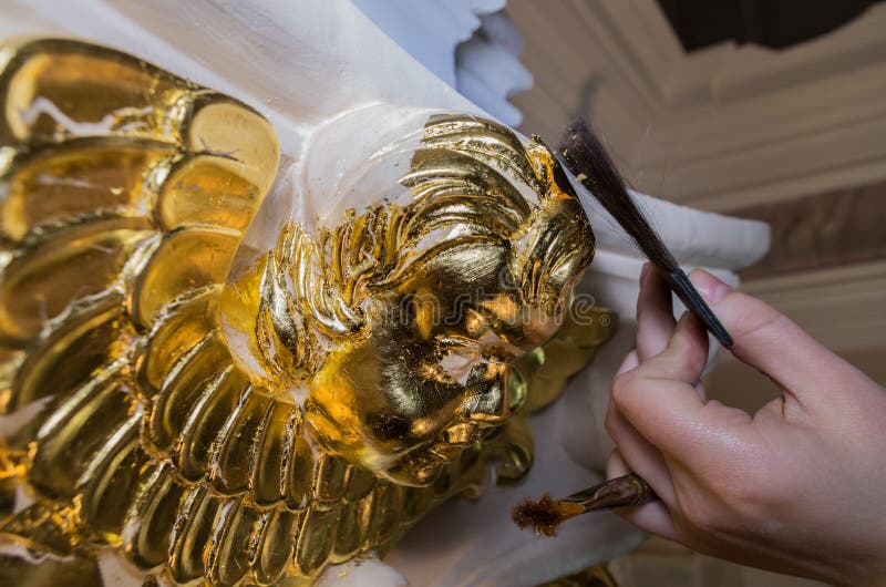 Gilding stock image. Image of restoration, paintbrush - 46900013