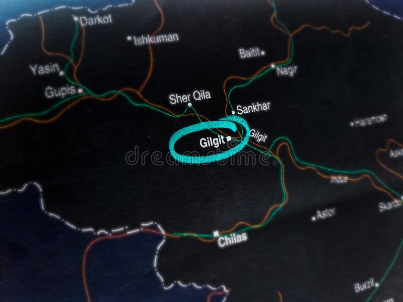 Gilgit Area Located on Geographical Location Map on India Stock Image ...