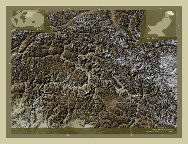 Gilgit-Baltistan, Pakistan. Wiki. Labelled Points of Cities Stock ...