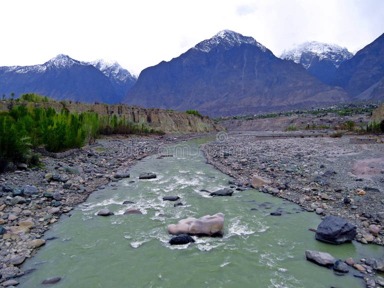 View of Gilgit River, Near Town of Gilgit, Pakistan Stock Photo - Image ...
