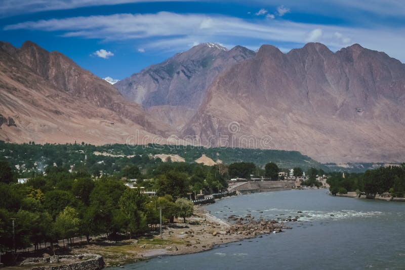 Gilgit Town by the Gilgit River Stock Image - Image of hike, greenery ...