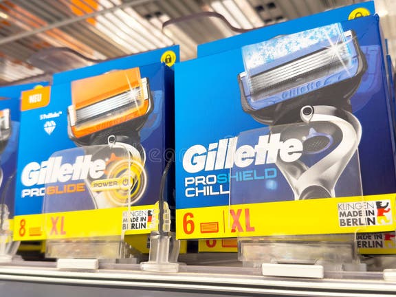 Gillette Razor Packages on Store Shelf with Proglide and Proshield ...