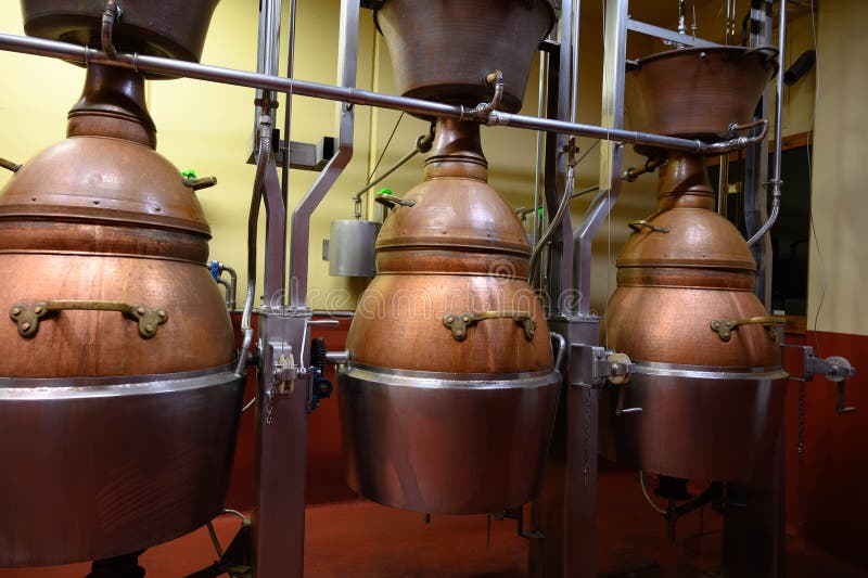 Gin Distillation Process in Copper Tanks in Spanish Bodega Stock Image ...