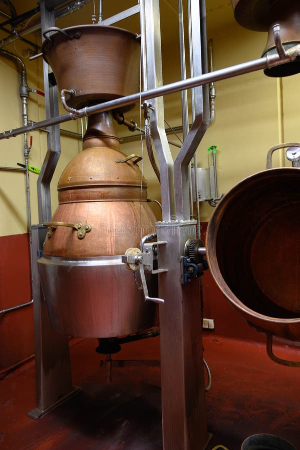 Gin Distillation Process in Copper Tanks in Spanish Bodega Stock Photo ...