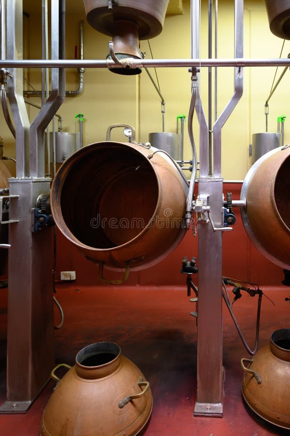 Gin Distillation Process in Copper Tanks in Spanish Bodega Stock Photo ...