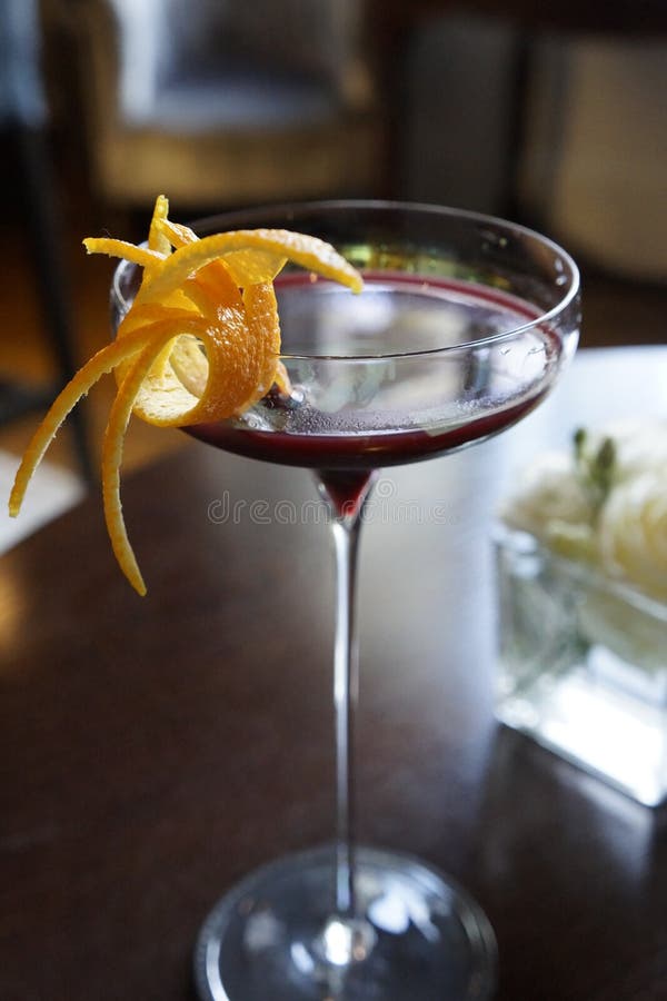 Gin Based Cocktail in a Goblet Stock Image - Image of goblet, peel ...