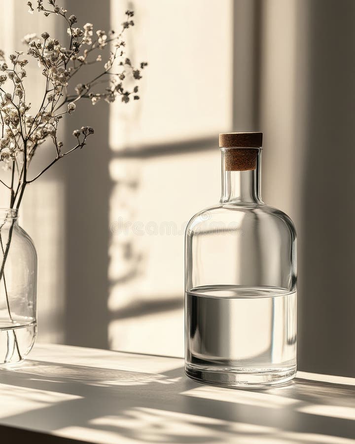 Minimalist Gin Bottle on Table – Elegant Packaging Design on White ...