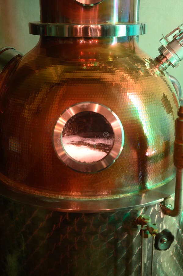 Gin Distillation Process in Copper Tanks, Scotland, UK Stock Image ...