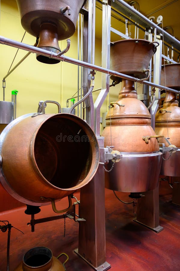 Gin Distillation Process in Copper Tanks in Spanish Bodega Stock Photo ...