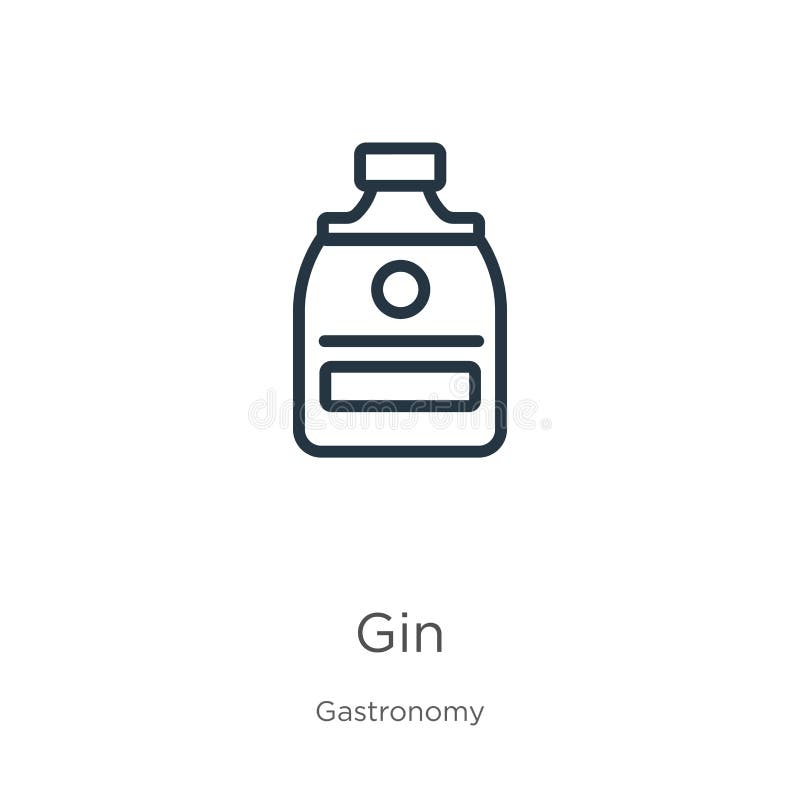 Gin Icon. Thin Linear Gin Outline Icon Isolated on White Background ...