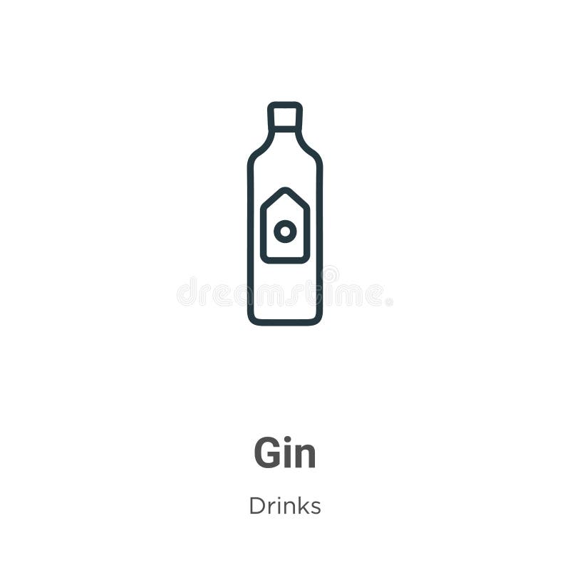 Gin Outline Vector Icon. Thin Line Black Gin Icon, Flat Vector Simple ...