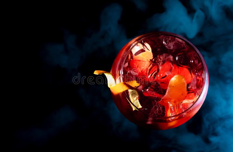 Gin Red Tonics with Ice and Smoke Stock Photo - Image of black, cold ...