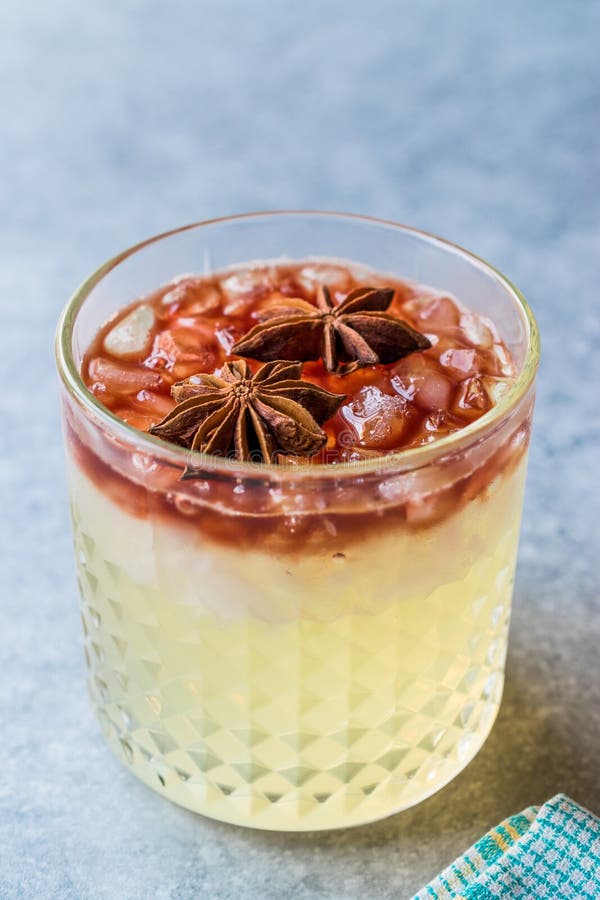 Gin Sour Red Wine Cocktail with Anise Star Stock Image - Image of ...