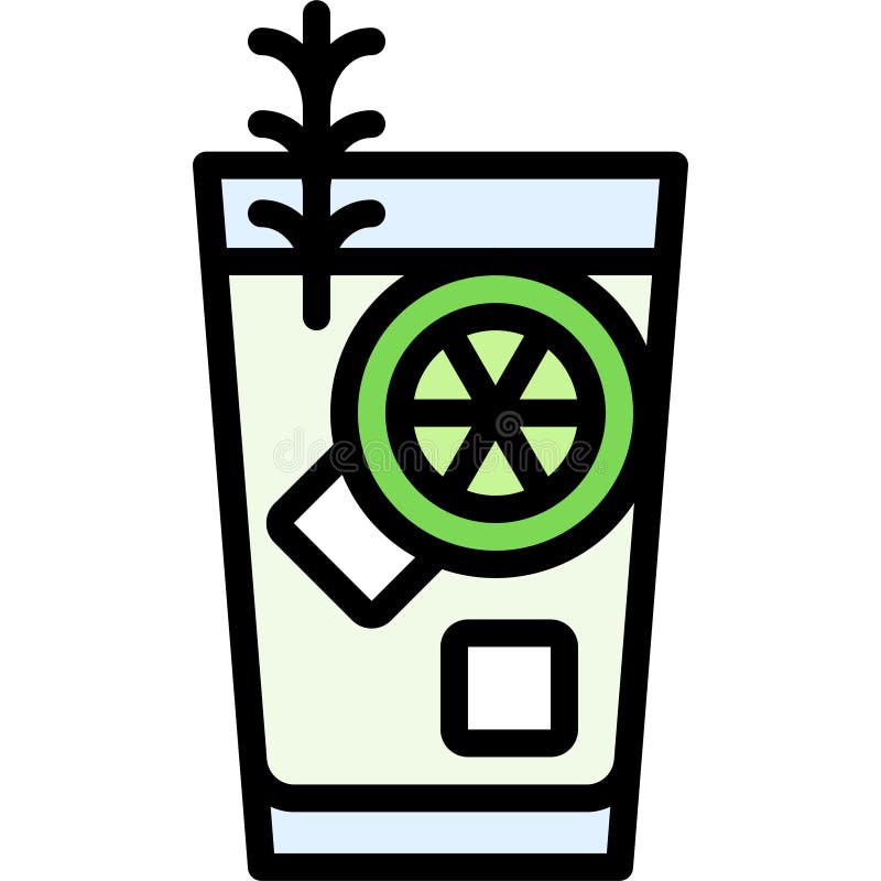 Gin and Tonic Tonic Cocktail Icon, Alcoholic Mixed Drink Vector Stock ...