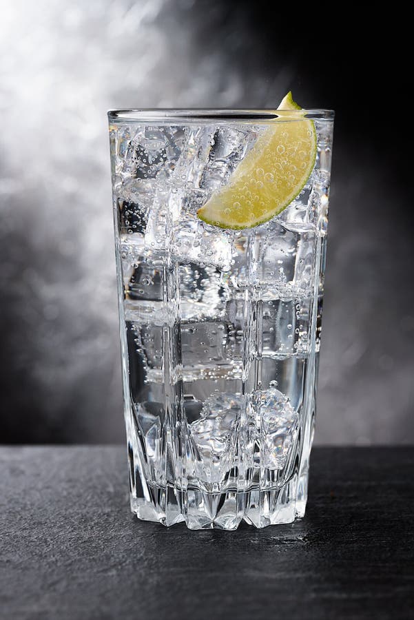 Gin and Tonic with Ice and Lime Stock Image - Image of cube, tall ...