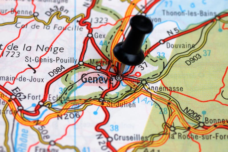 Ginebra en mapa imagen de archivo. Imagen de mapa, ginebra - 122918033