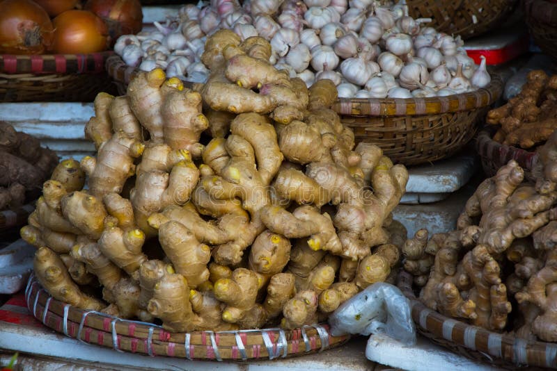 Ginger in a Basket stock image. Image of heap, cook, market - 69246727