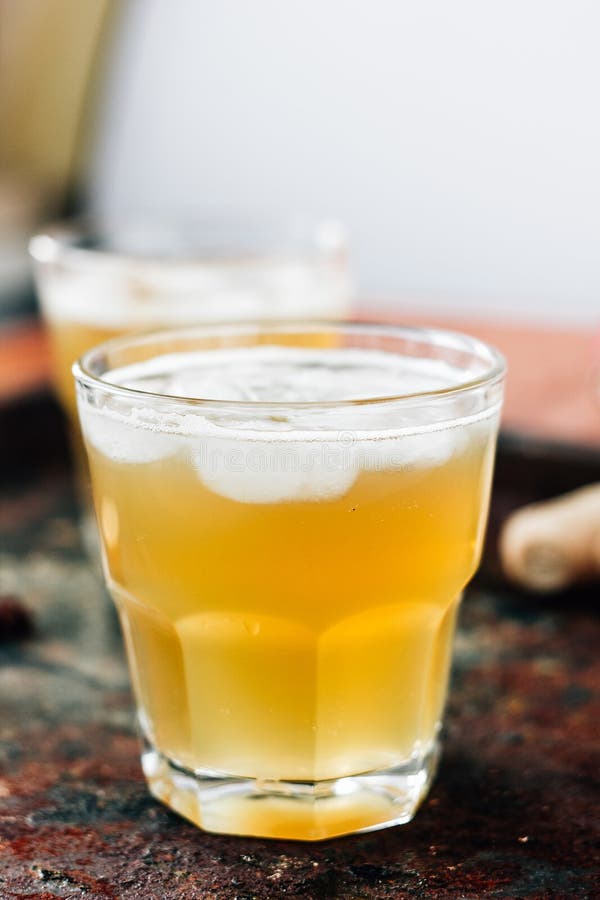 Ginger Beer in Glass on Black Rustic Surface Stock Image - Image of ...