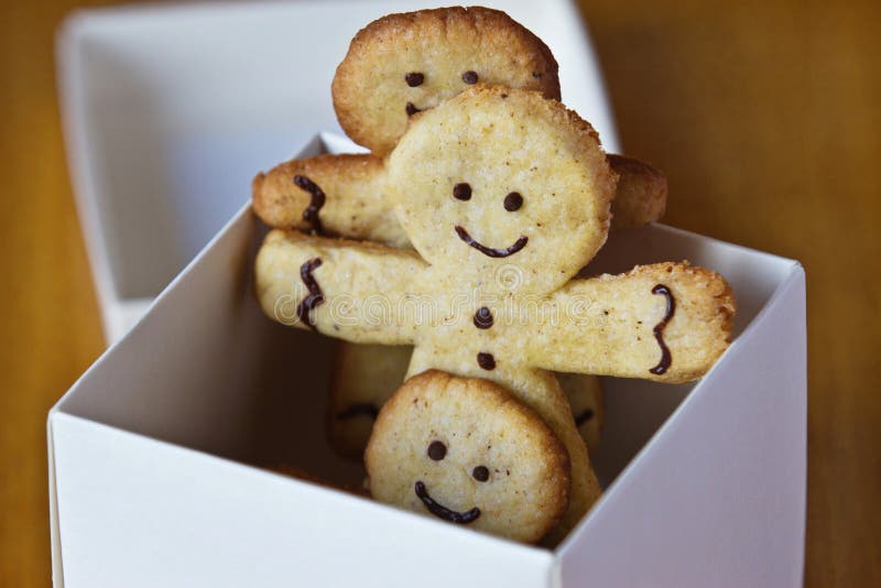 Ginger Biscuits in a Box with a Red Ribbon Stock Photo - Image of ...