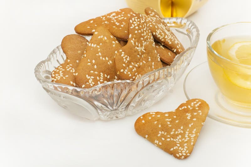 Ginger Biscuits and a Cup of Green Tea Stock Photo - Image of cookies ...