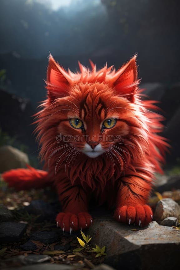 Ginger Bobcat with Sharp Claws on Stones Stock Image - Image of people ...