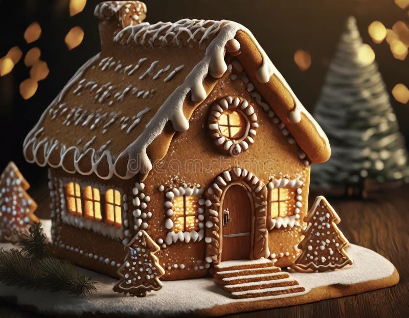 Ginger Bread Cookie House 3D Render Stock Illustration - Illustration ...
