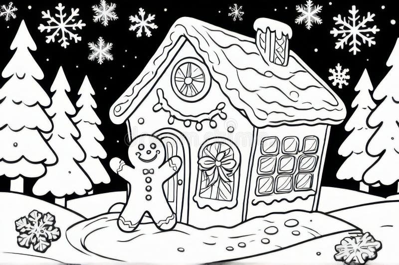 A Ginger Bread Man in Front of a House at 21-11-2024 Stock Illustration ...