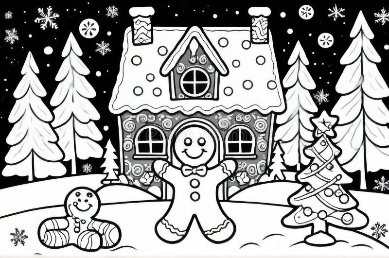 A Ginger Bread Man in Front of a House at 21-11-2024 Stock Illustration ...