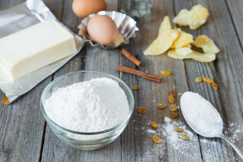 Ginger, butter and flour stock image. Image of wood, dried - 31949503