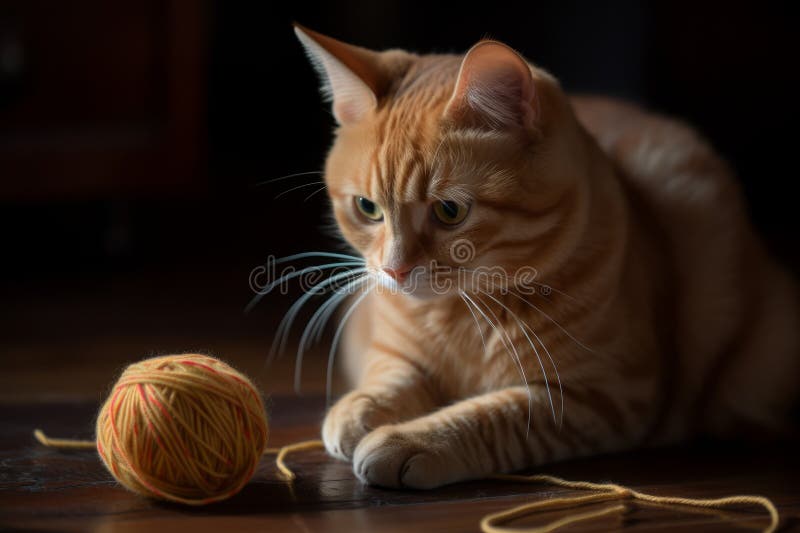 Ginger Cat Ball Thread. Generate Ai Stock Illustration - Illustration ...