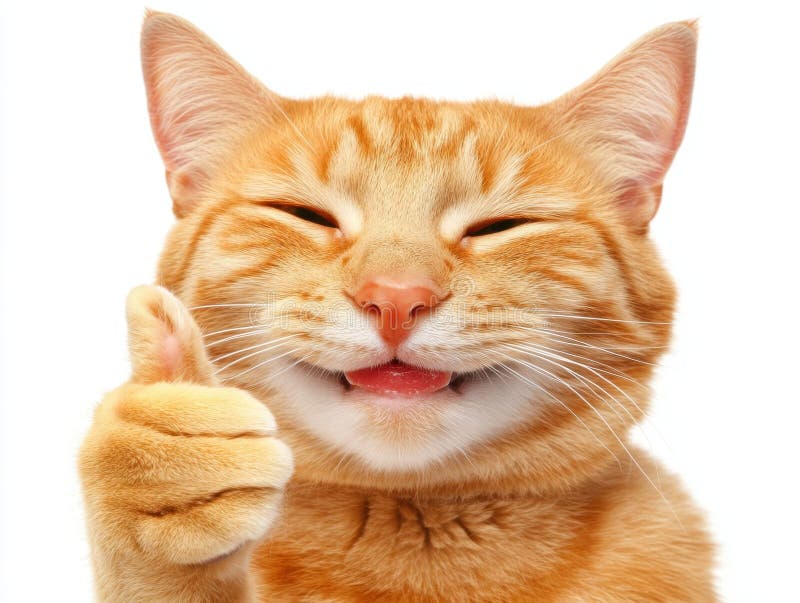 Ginger Cat Giving a Thumbs Up Gesture Stock Photo - Image of positive ...