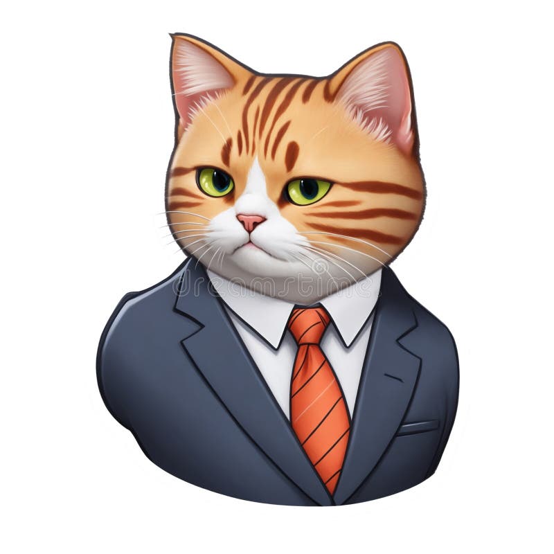 Ginger Cat in a Navy Blue Suit Graphics Stock Illustration ...