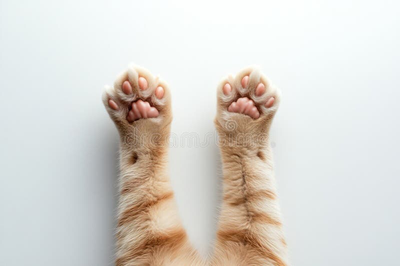 Ginger Cat Showing Front Paws on White Background Stock Image - Image ...