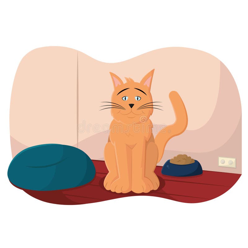 Ginger Cat Sitting Calm. Vector Stock Vector - Illustration of corner ...