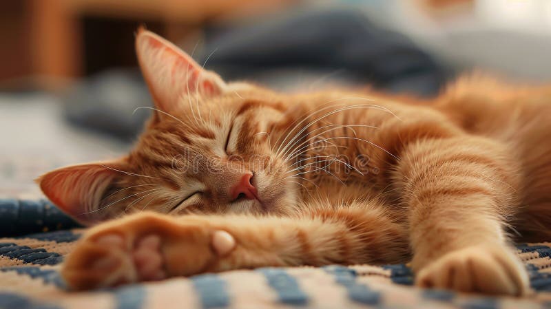 Ginger Cat is Sleeping in Funny Pose . Generative Ai Stock Illustration ...