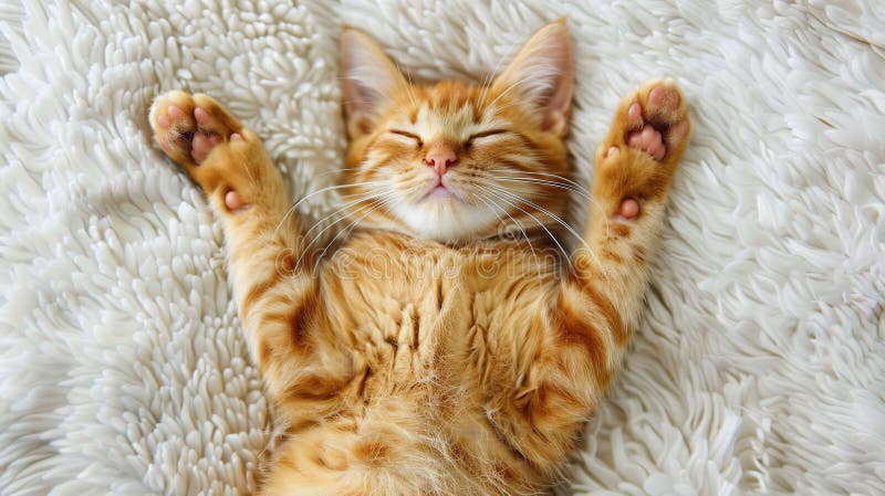 Ginger Cat is Sleeping in Funny Pose . Generative Ai Stock Illustration ...