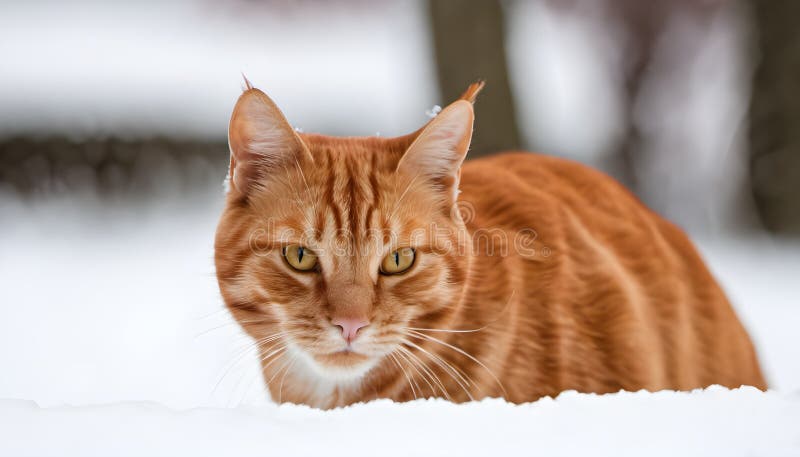 A Ginger Cat in the Snow stock illustration. Illustration of whiskers ...