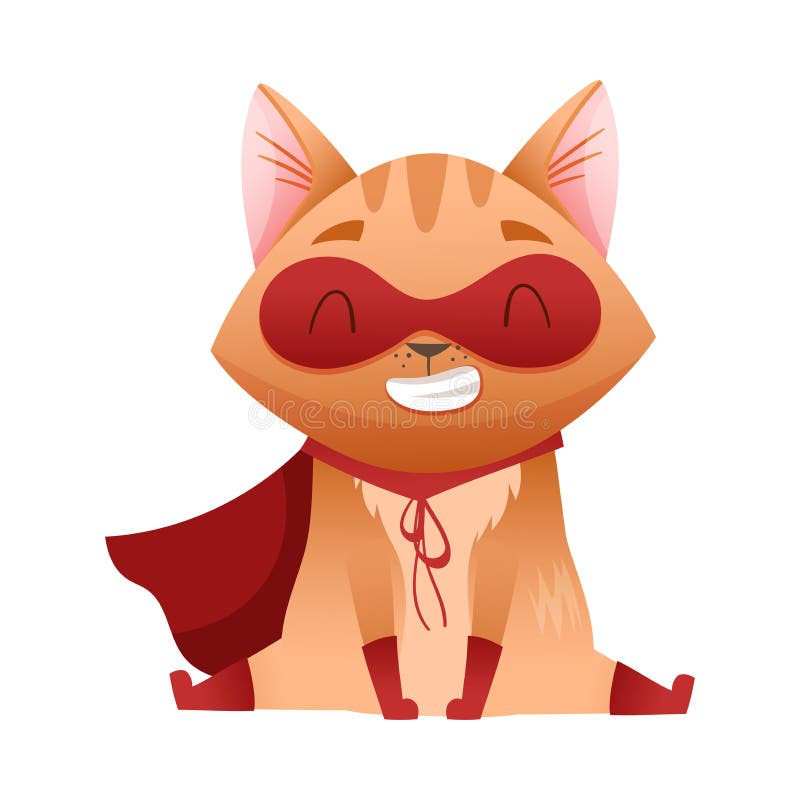 Ginger Cat Superhero Character Wearing Red Cloak and Mask Sitting ... Ginger Cat Superhero Character Wearing Red Cloak and Mask Sitting ...