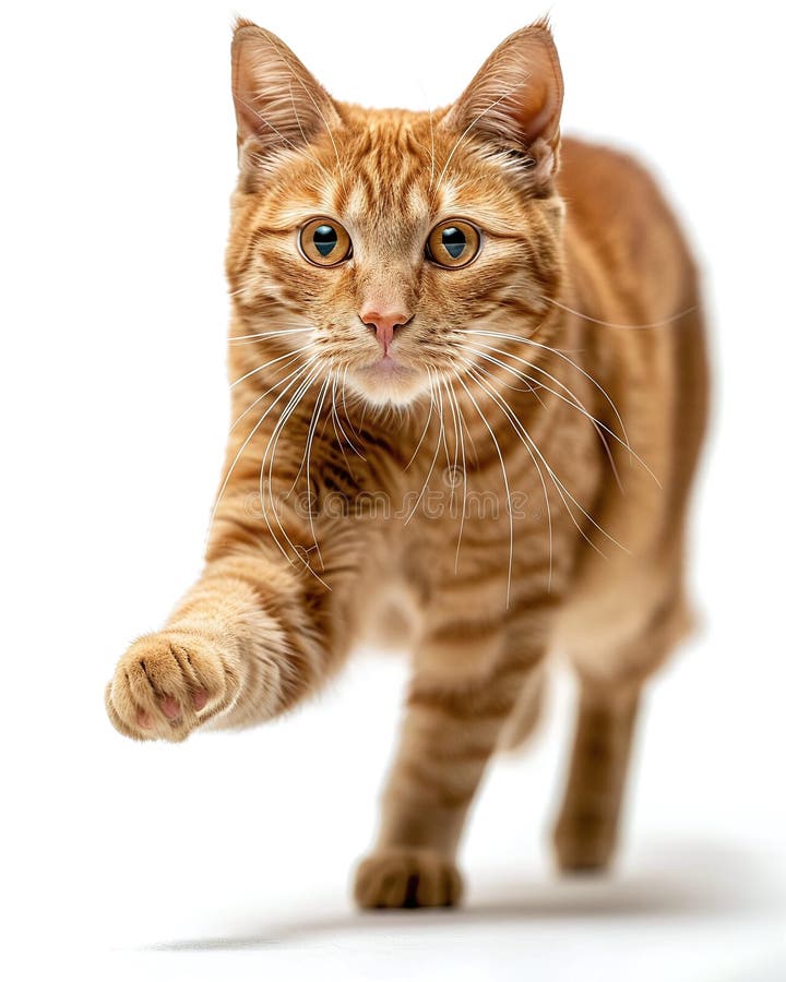 Ginger Cat Walking with Focused Gaze Stock Illustration - Illustration ...