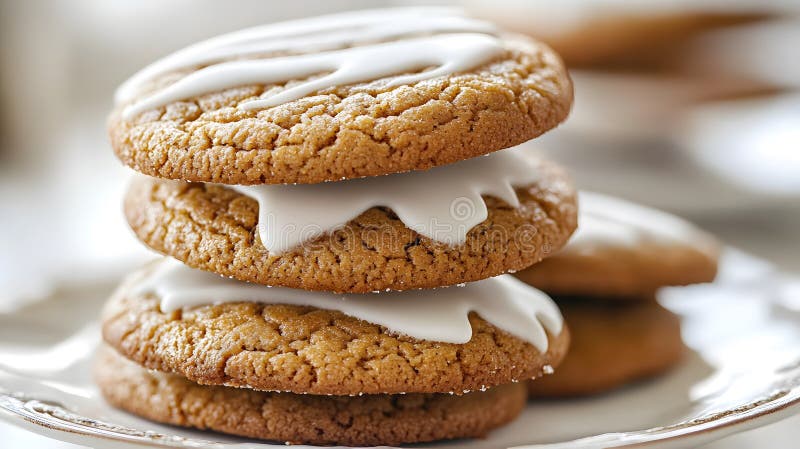 Ginger cookies with icing stock illustration. Illustration of icing ...