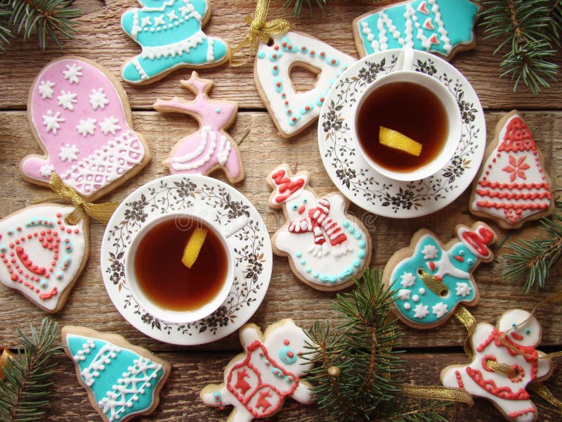 Ginger cookies with icing stock image. Image of sugar - 64879781