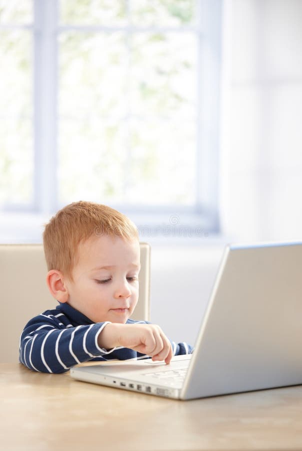 Baby using laptop. stock image. Image of african, child - 3422767