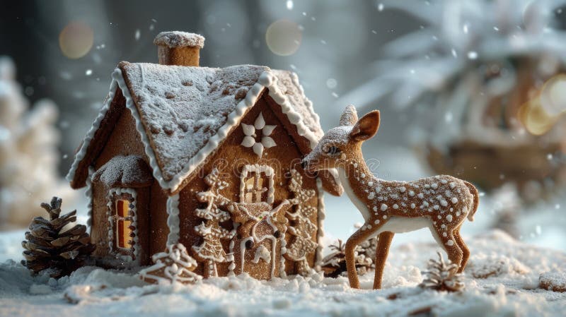 Ginger House with Deer stock photo. Image of autumn - 377707352