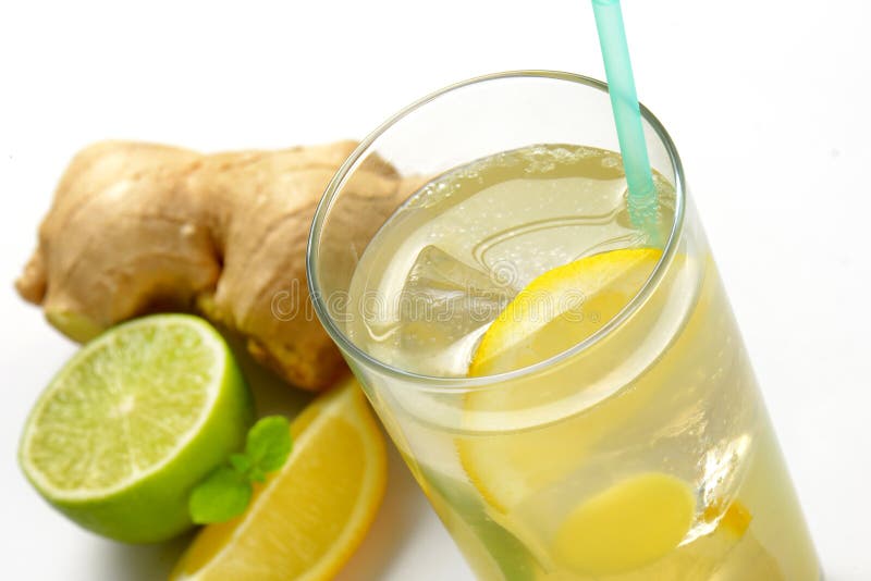 Ginger ice tea stock image. Image of lemon, herb, glass - 61358457